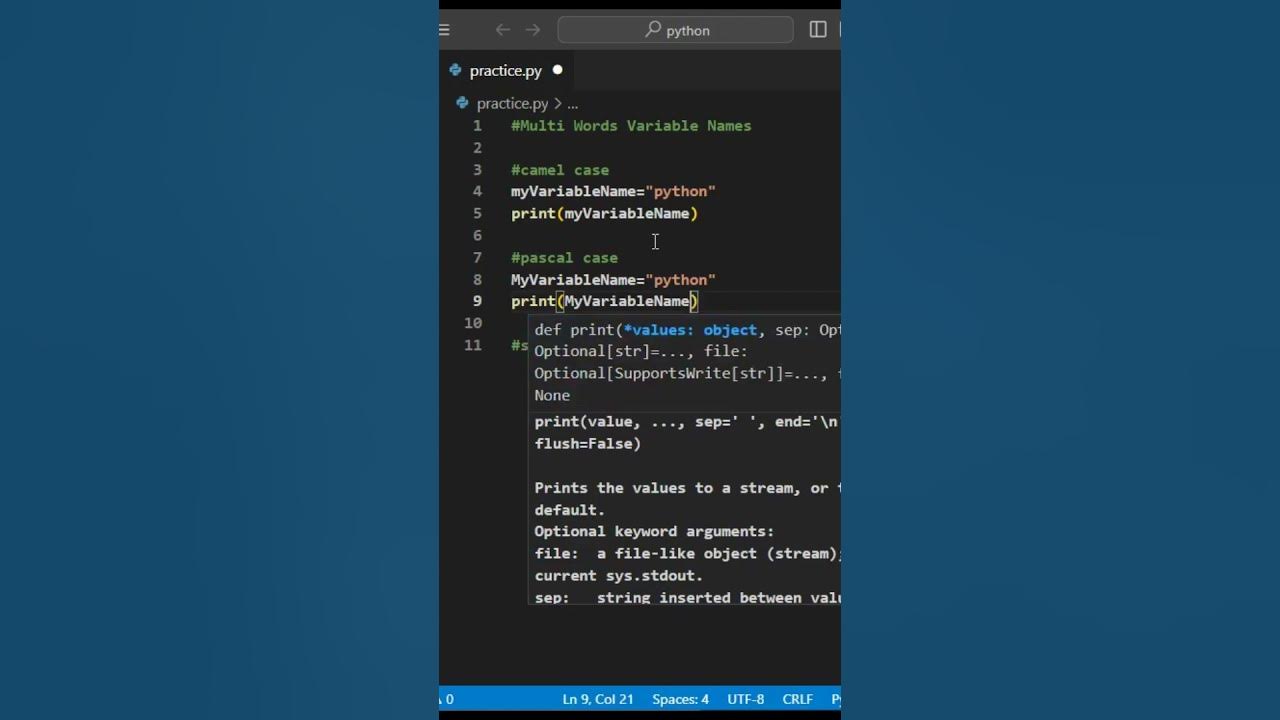 Multi Words To Variable Names 🙂🤗python Pythonprogramming Coding Code Pythoncoding Youtube 