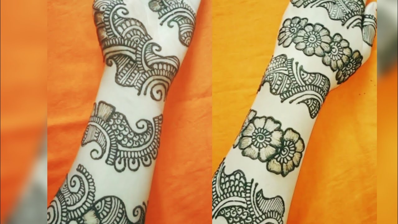 Bangle style mehndi designs for front & back hand/easy mehndi designs ...