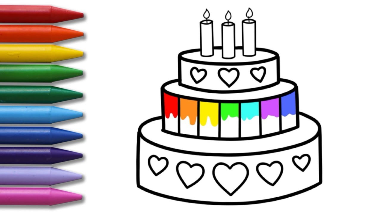 How to draw Colourful Rainbow cake for kids - EasyDrawColor - Painting ...