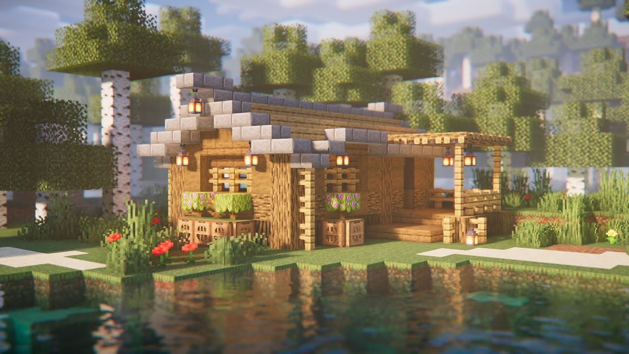 Minecraft Tutorial: Aesthetic River Cabin Build in minecraft - YouTube