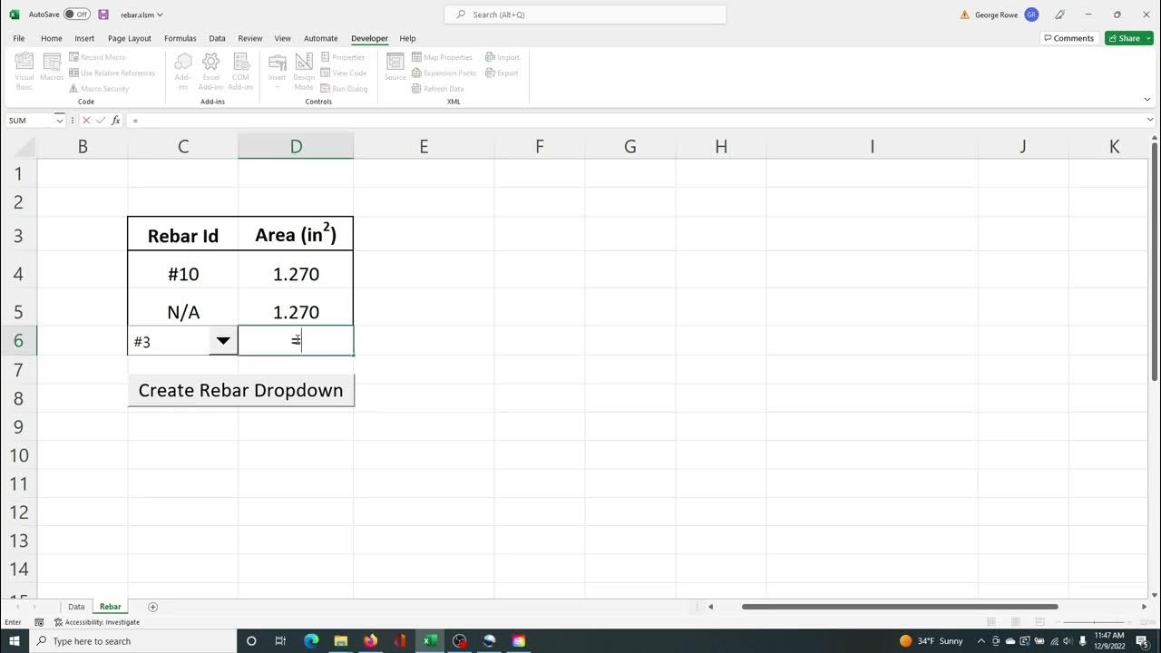 Part 2: Excel VBA for Engineers-Rebar Custom Functions - YouTube
