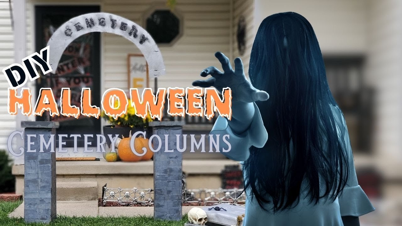 DIY Halloween Cemetery Columns - YouTube