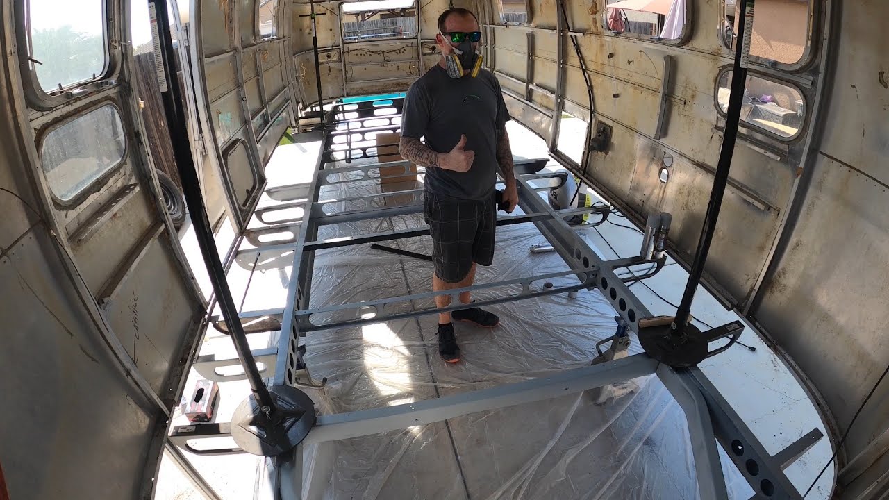 Airstream Trailer Frame final prep Primer & Paint - YouTube