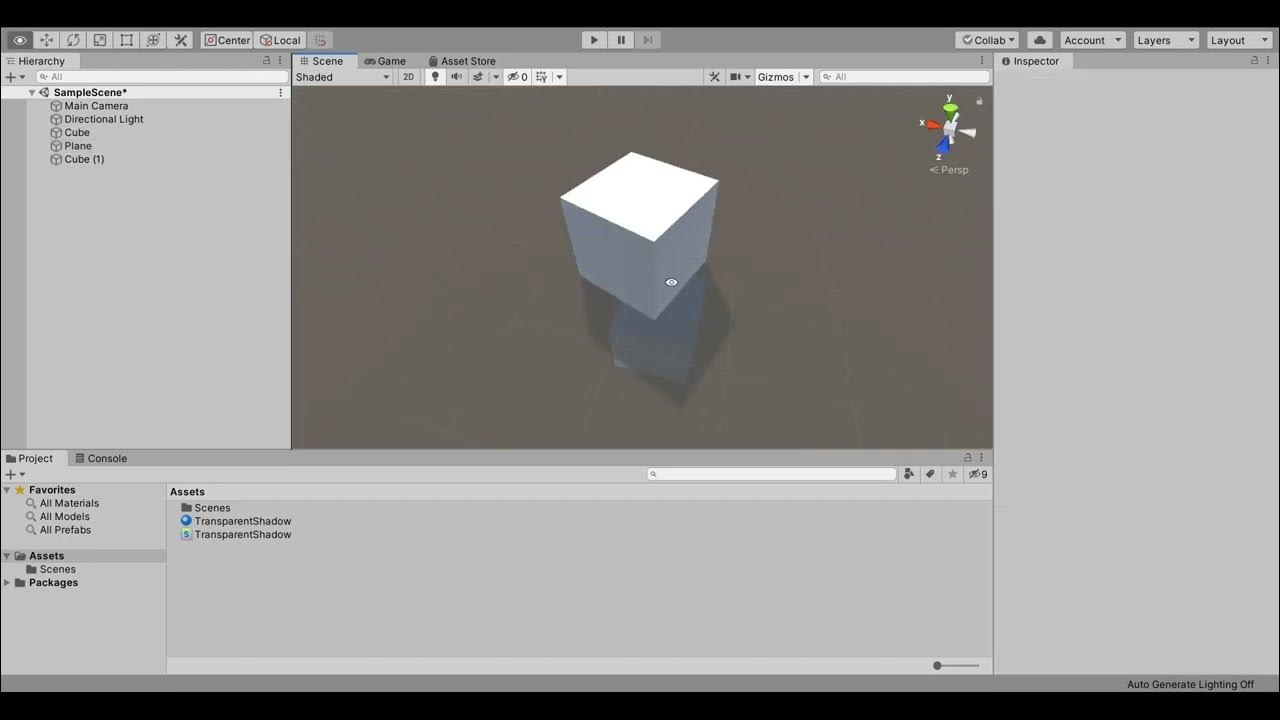 Unity test - Casting shadows to an invisible plane (for VR/AR) - YouTube