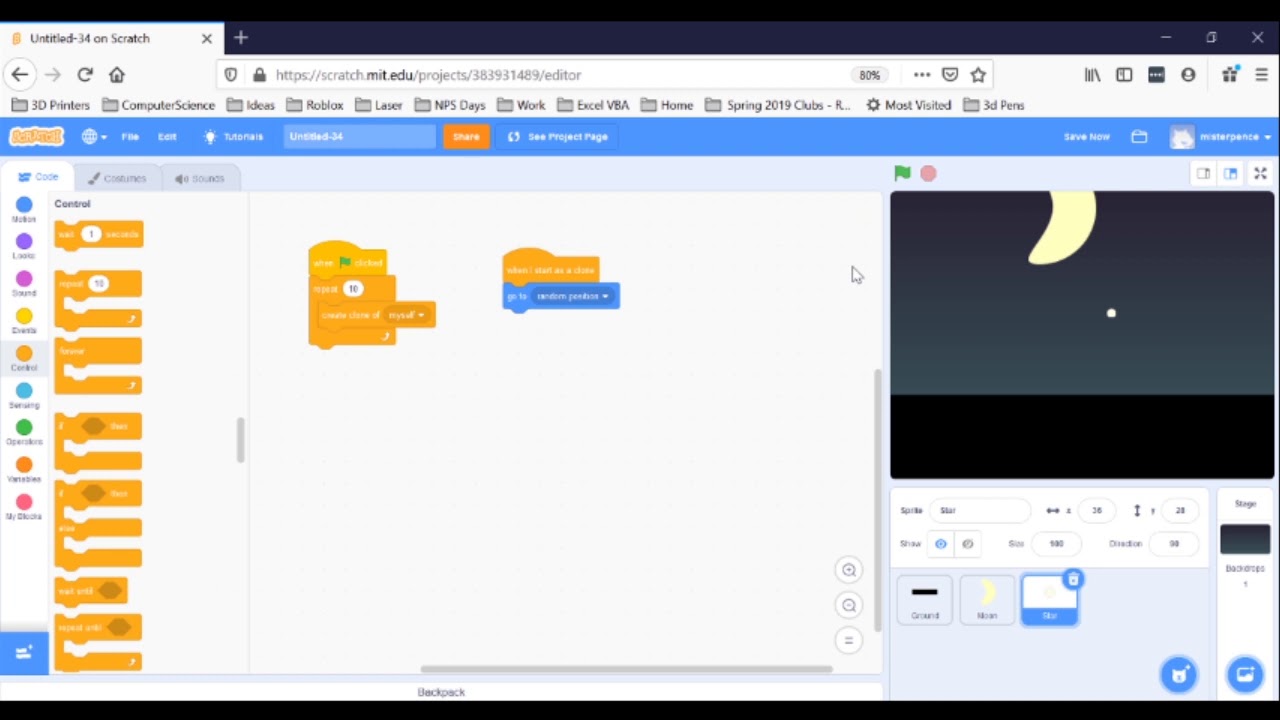 Making a Night Sky in Scratch, Lesson 3 – Lots of Stars - YouTube