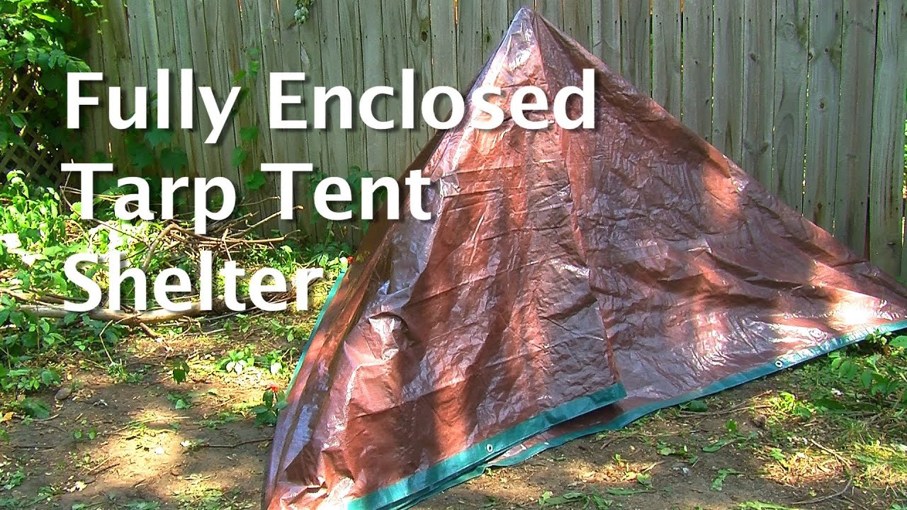 Fully Enclosed Tarp Tent Shelter Build - YouTube