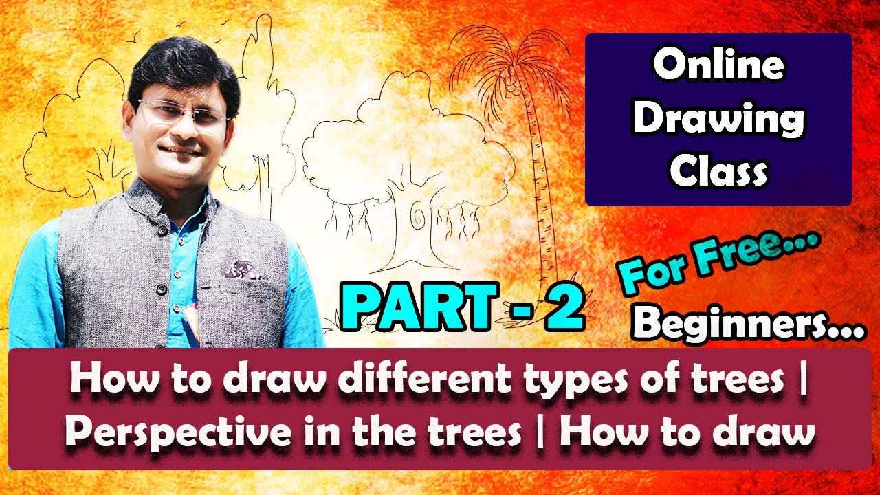 How to draw different types of trees | Perspective in the trees | How ...