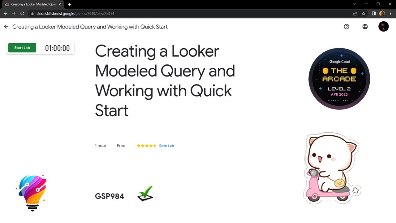 Creating a Looker Modeled Query and Working with Quick Start || [GSP984 ...