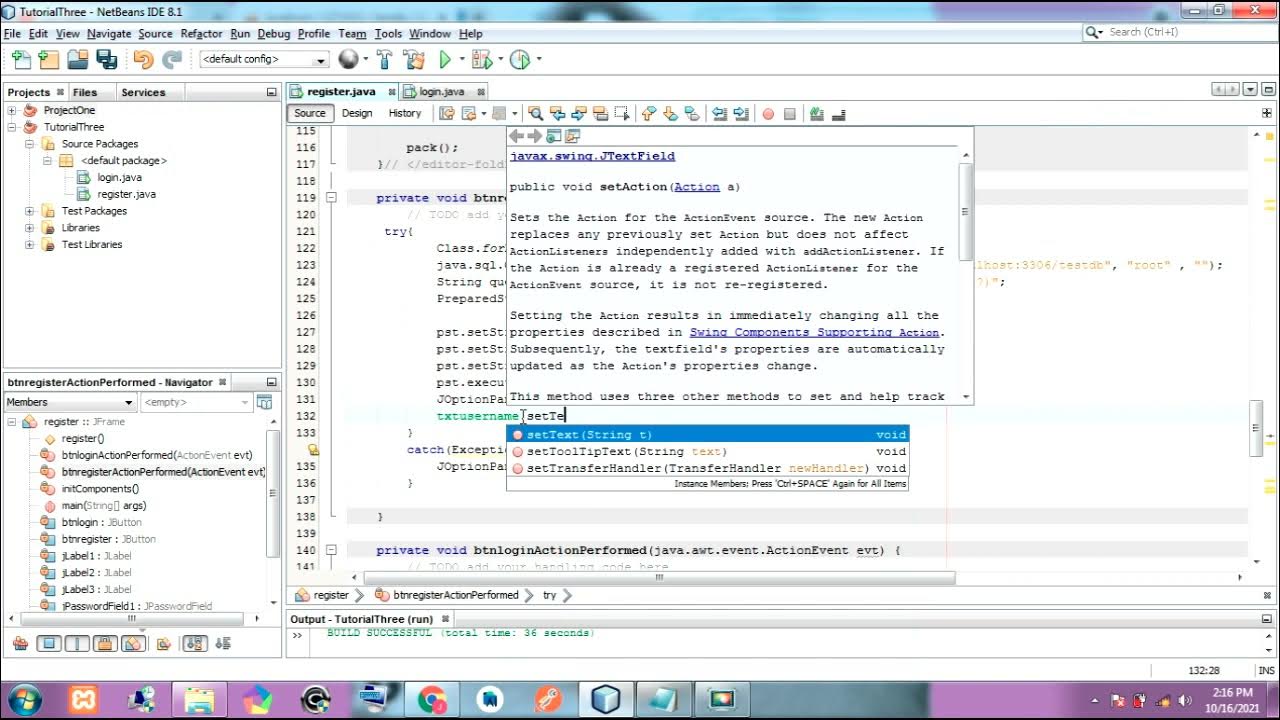 Java Netbeans Registration Form with xampp database part 2 2021 - YouTube