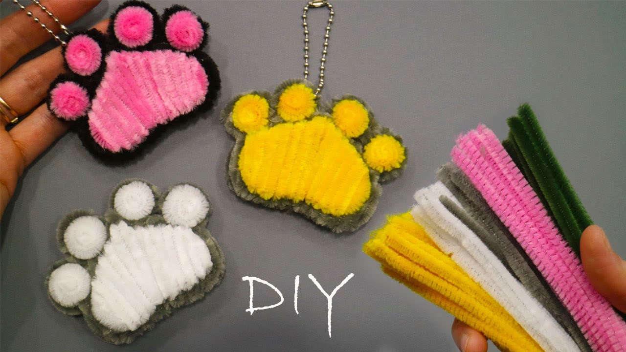 CUTE Plush PAW Pipe Cleaner DIY - YouTube