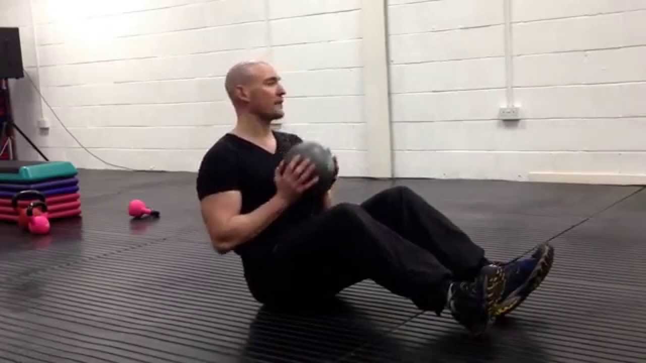 Abdominal curl into Russian twist - YouTube