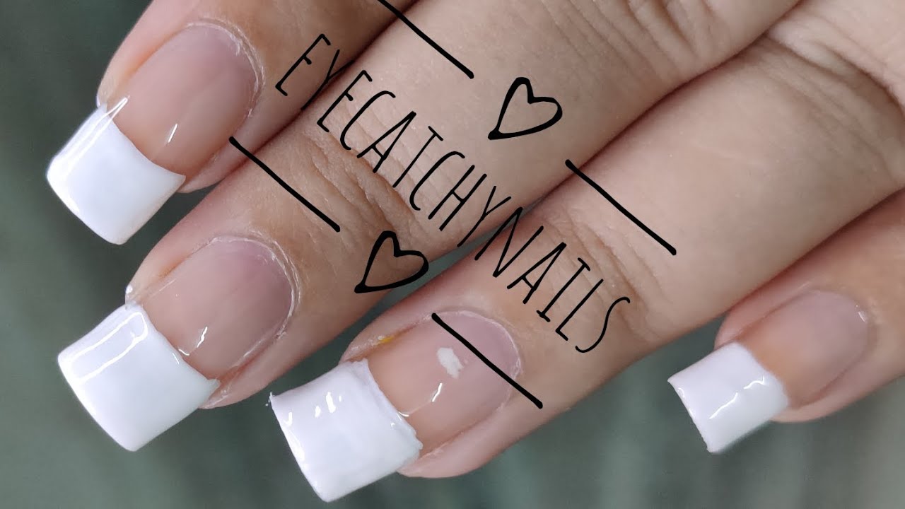 how to :-white french tip nails at home || DIY East French Manicure at ...