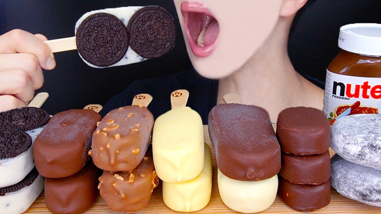 ASMR OREO MAGNUM CHOCOLATE ICE CREAM MUKBANG 오레오 초콜릿 아이스크림 먹방 チョコレートアイス ...