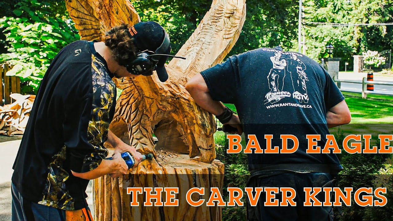 The Carver Kings ~ Amazing Wood Stump Sculpted into Eagle - YouTube