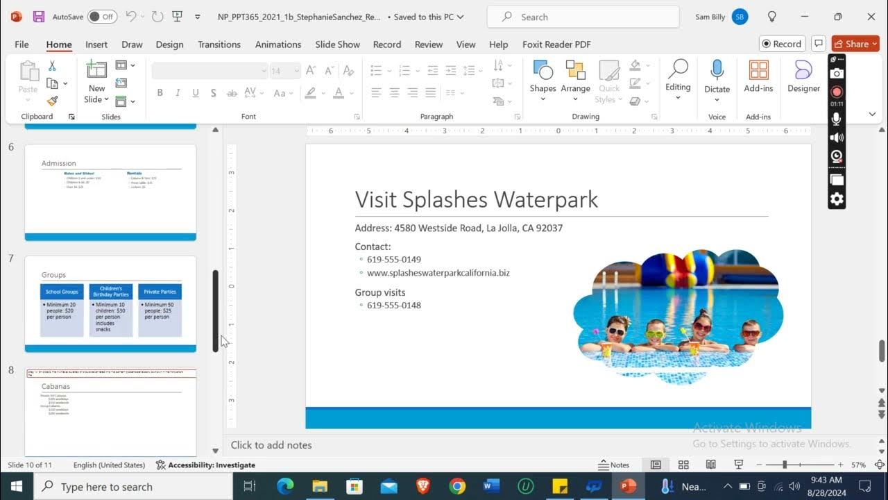 New Perspectives Powerpoint 2019 | Module 1 SAM Project 1b | Splashes ...