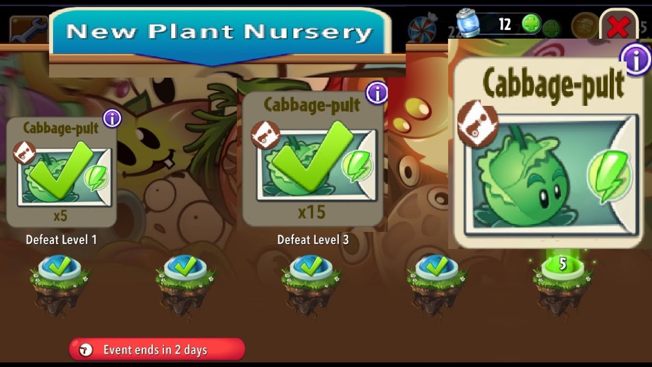 PLANTS VS ZOMBIES 2 - CABBAGE-PULT - NEW PLANT NURSERY - gameplay ...