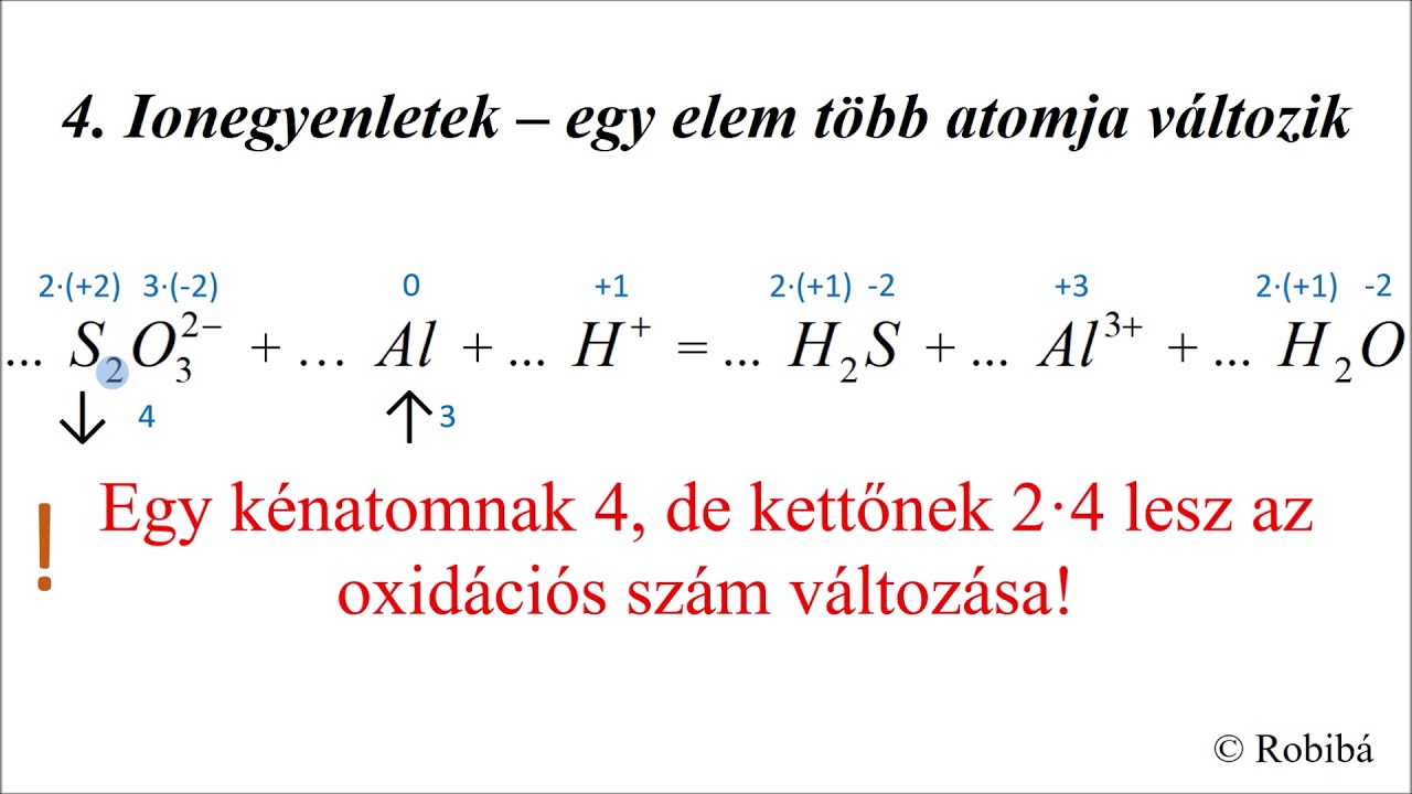 Redoxi egyenlet rendezése 4. - YouTube