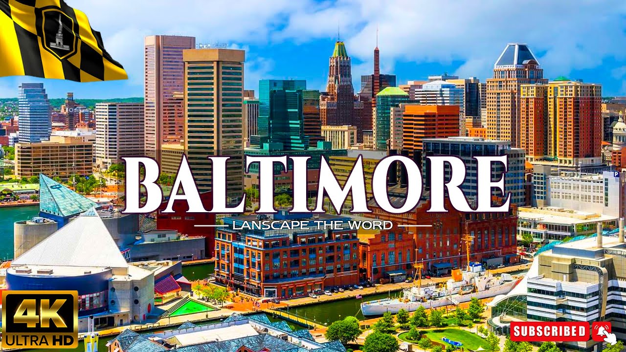 FLYING OVER BALTIMORE, MARYLAND 4K - Relaxing Music Along With ...