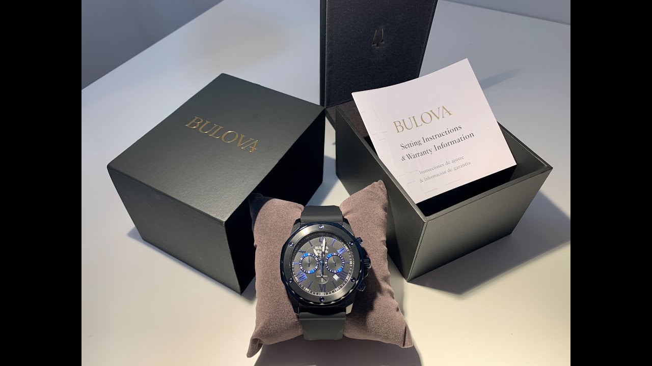 Unboxing Bulova Marine Star Men's Chronograph Watch Blue Model # 98B308 ...