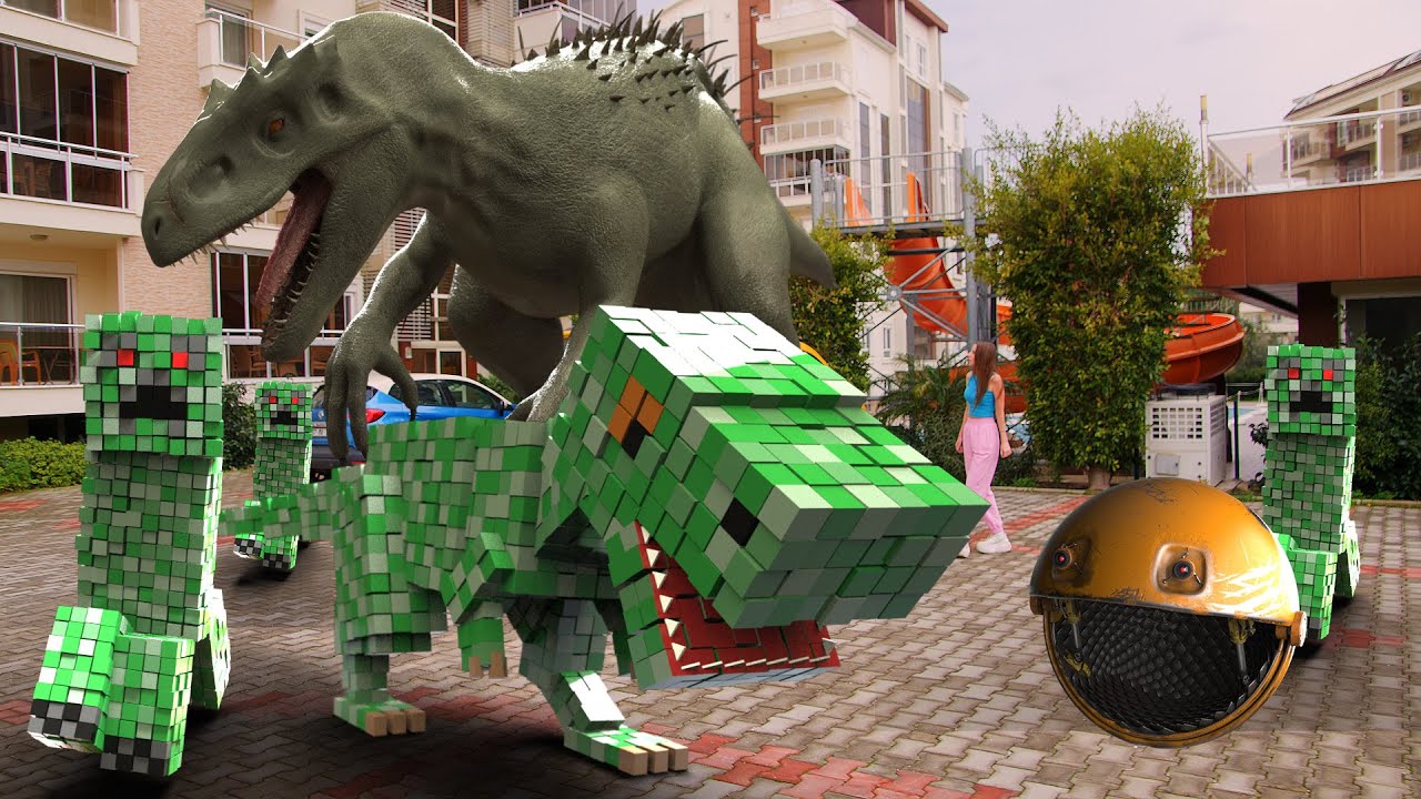 MineCraft Creeper vs Dinosaur vs Pacman - YouTube