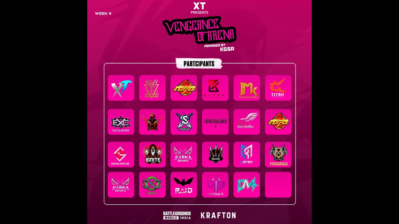 XT ESPORTS Presents VENGEANCE OF ARENA Managed By KGSA | W4 D2 | Road ...