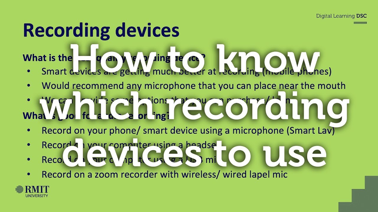 How to know which recording devices to use - YouTube