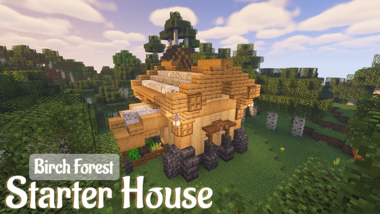 Minecraft | Easy Starter House | Birch Forest - YouTube