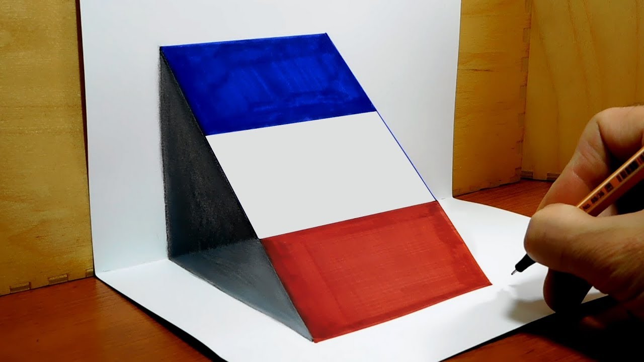 How to Draw French Flag, 3D DrawingTrick Art - YouTube