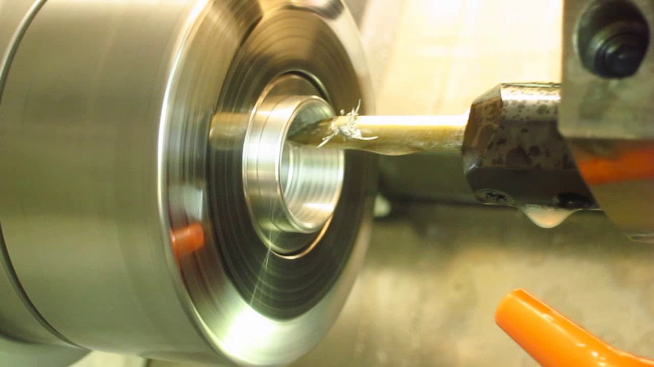 cutting internal thread and drilling deep hole - YouTube