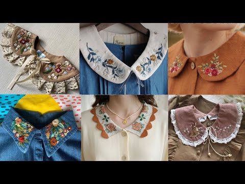 Hand embroidery| Hand embroidery on collar| Embroidered collar design ...