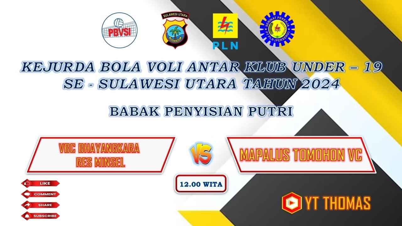 PERTANDINGAN TIM PUTRI ANTARA BHA RES MINSEL Vs MAPALUS TOMOHON VBC ...