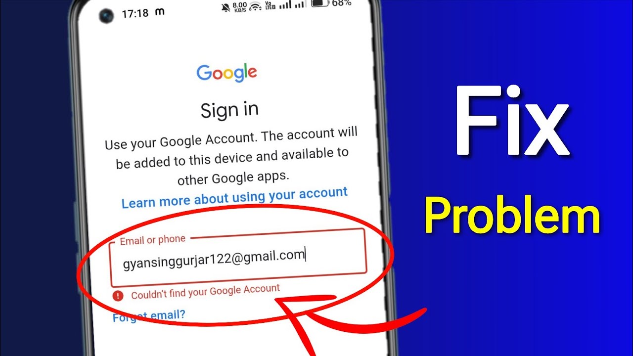 Fix Couldn't Find Your Google Account Problem || Couldn't Find Your ...