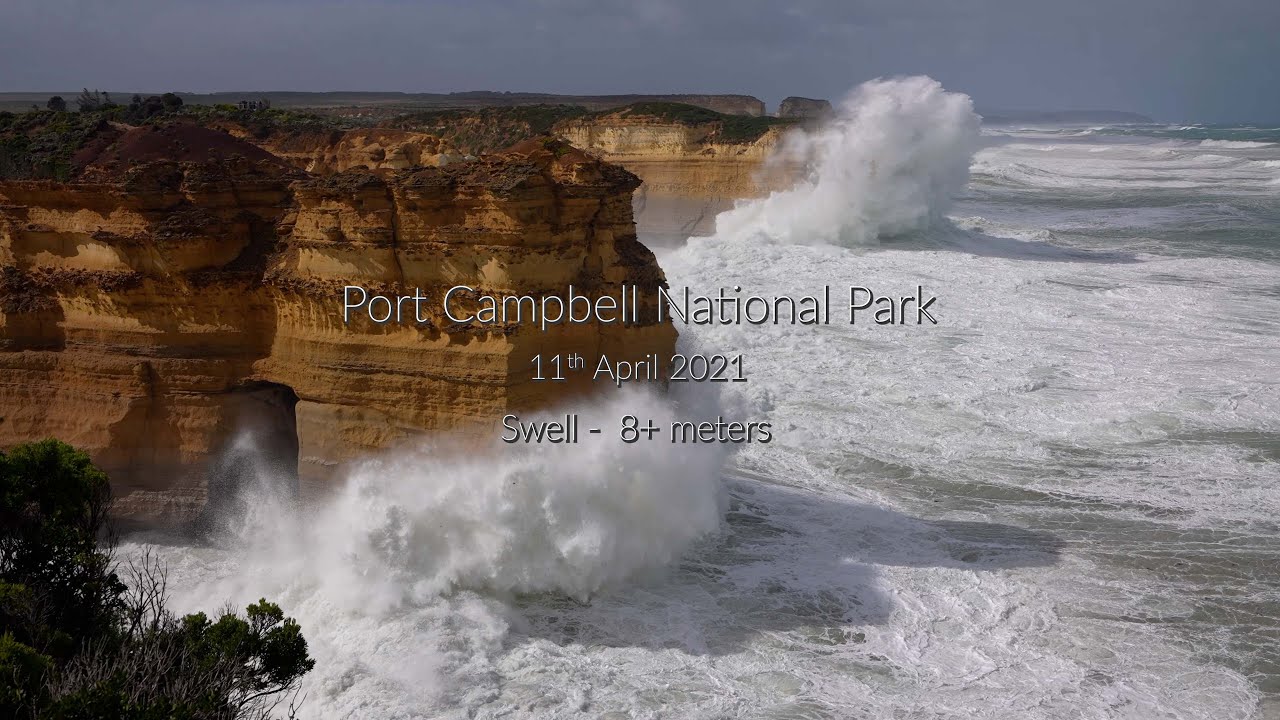 8 meter swell hits the Port Campbell coast. - YouTube