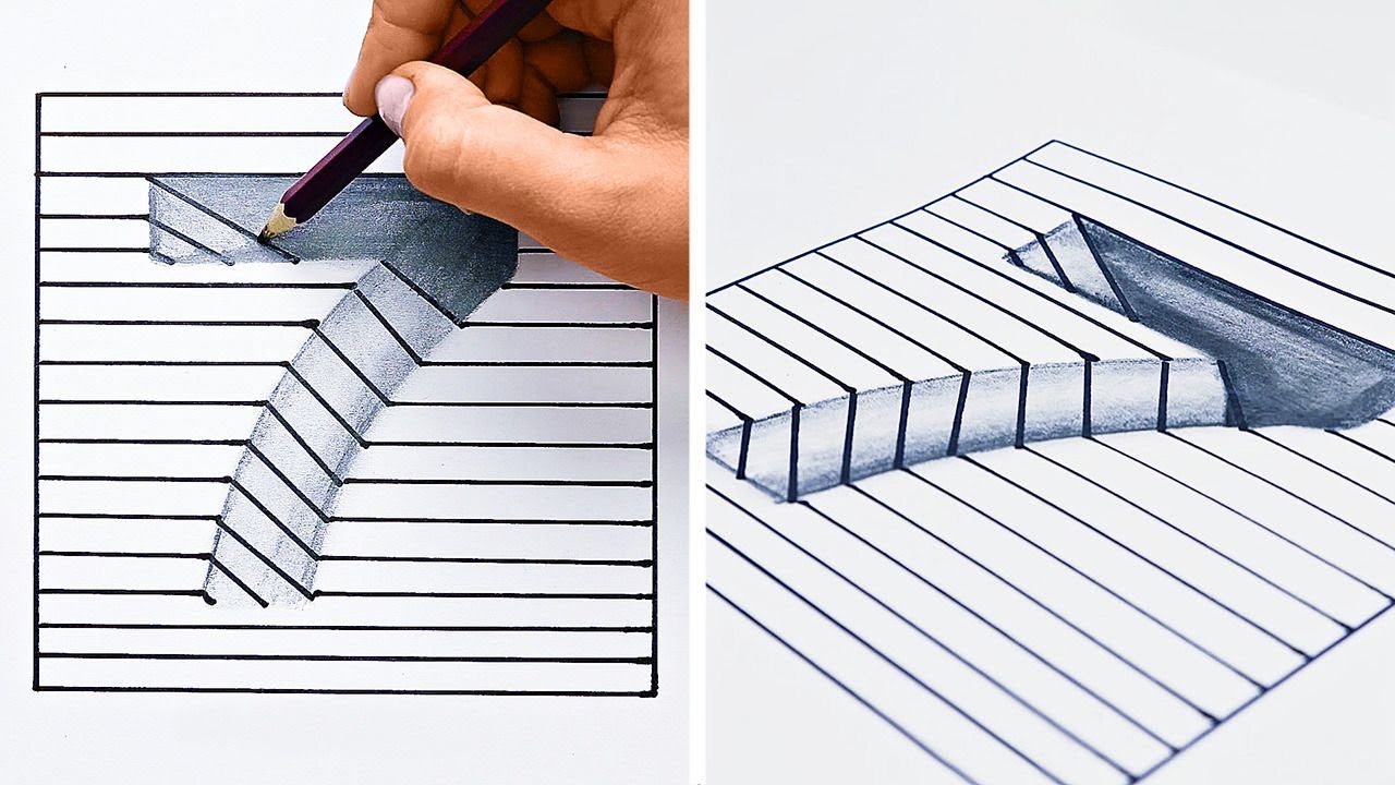 Trucos fáciles de dibujo en 3D || Cómo dibujar en perspectiva para ...