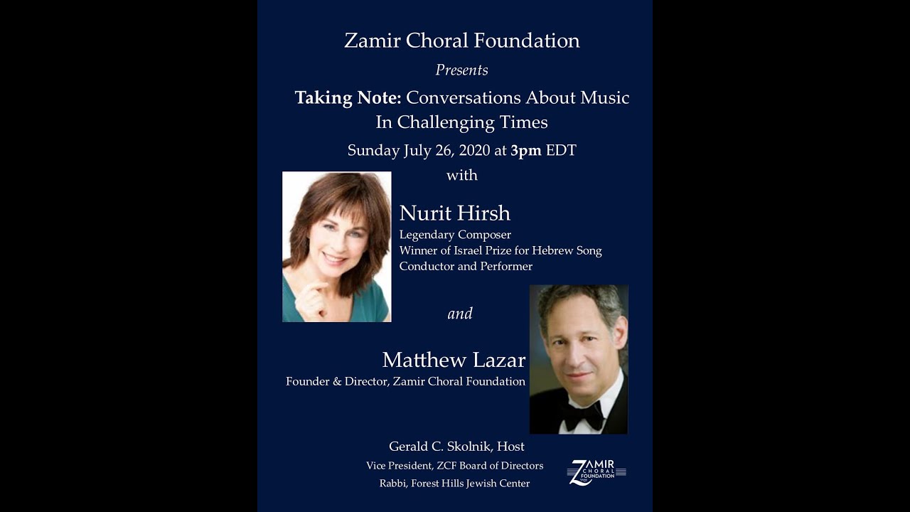 Nurit Hirsh in Conversation With Matthew Lazar, July 26, 2020 - YouTube