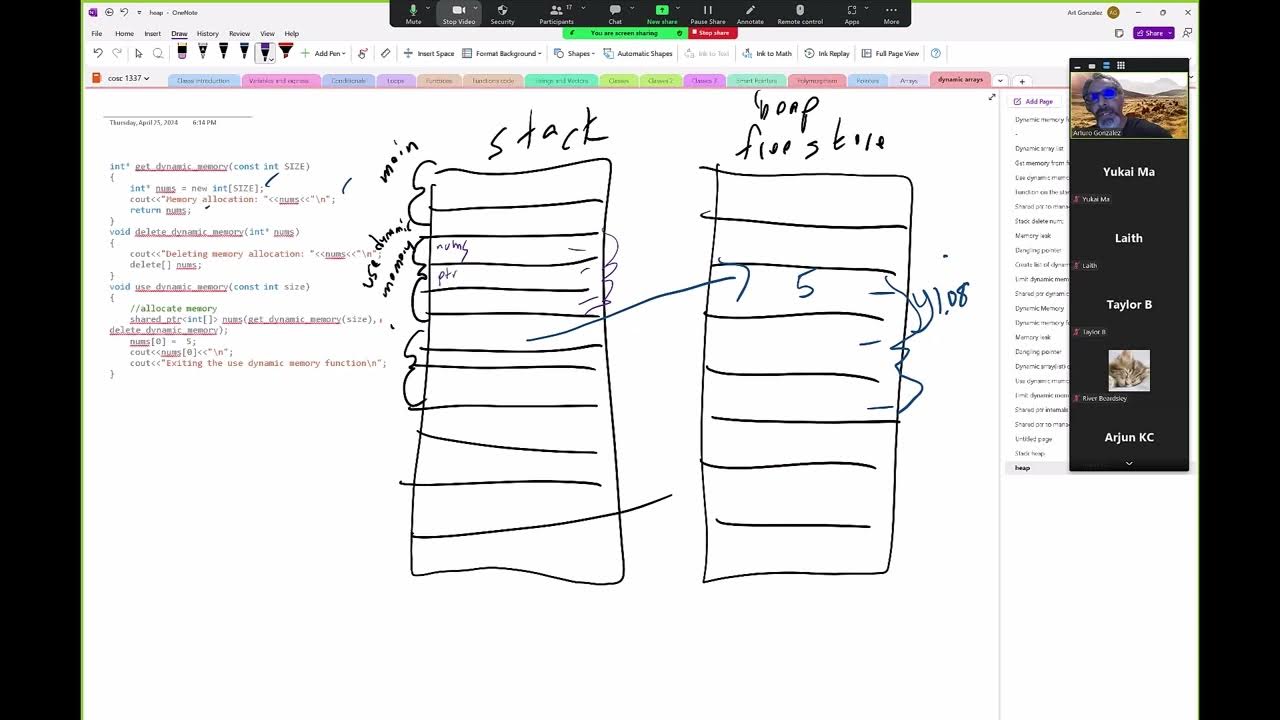 042524 COSC 1337 C++ Memory Diagram for Hybrid Dynamic Memory - YouTube
