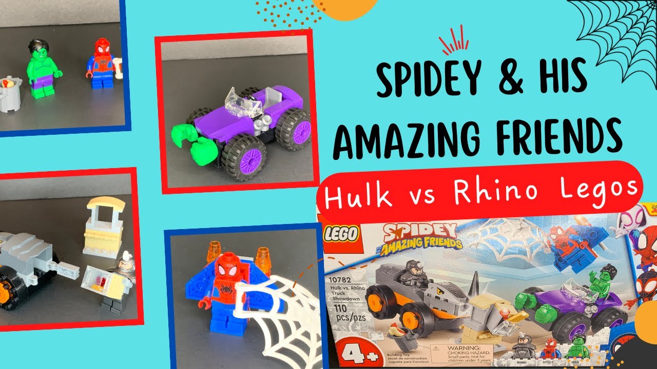 Spider-Man Legos - Spidey & Hulk vs Rhino Trucks - YouTube