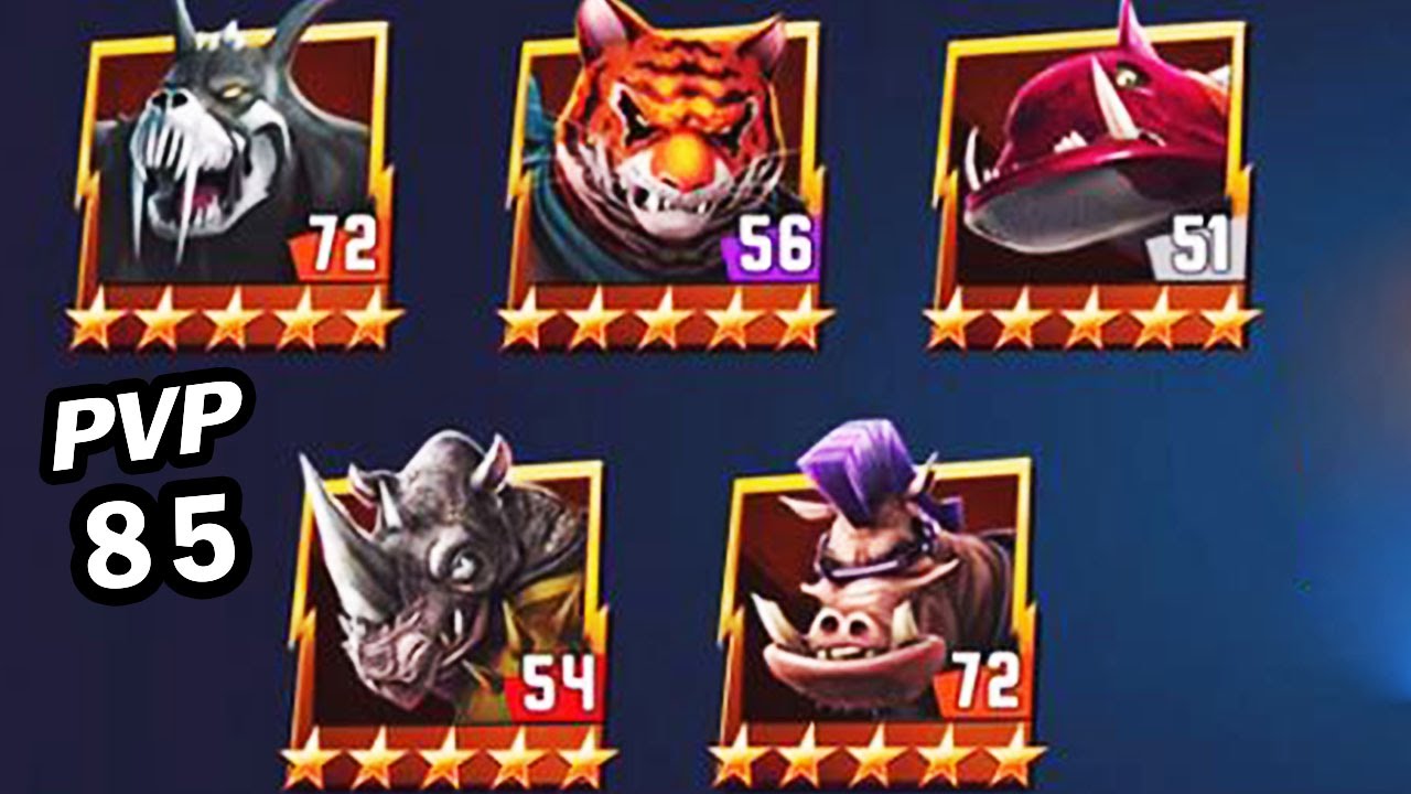 Teenage Mutant Ninja Turtles Legends PVP 85 (Rocksteady, Bebop, Tiger ...