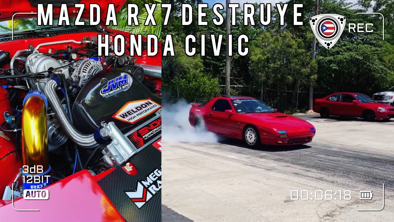Mazda RX7 Destruye Honda Civic en Puerto Rico - YouTube
