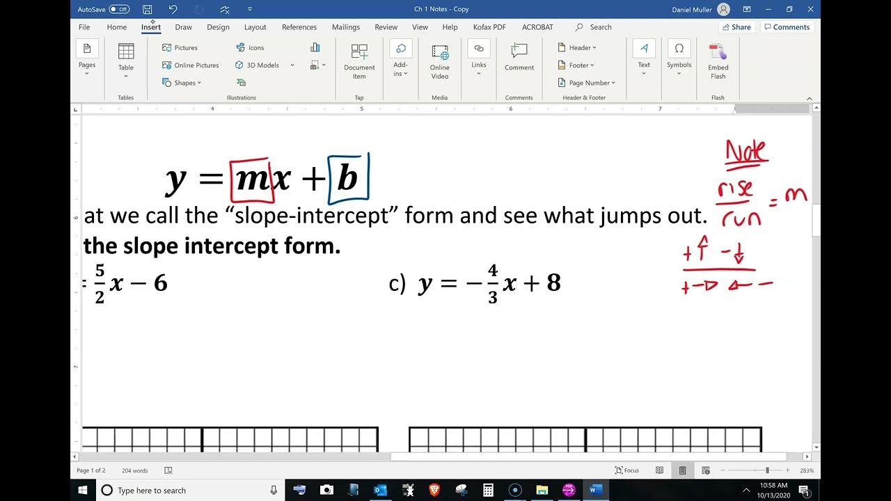 Unit 5 Chapter 1 Graphing Lines Part 2 - YouTube