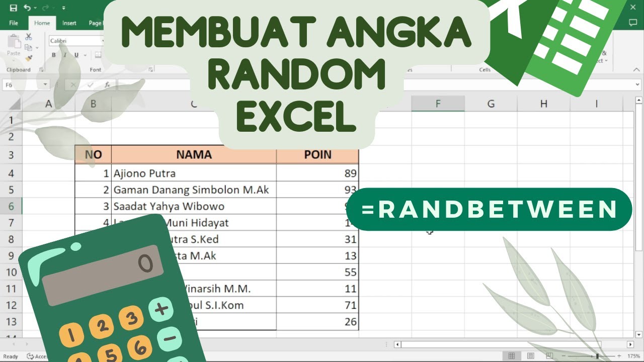 Menggunakan rumus randbetween untuk mengacak angka di Excel - YouTube