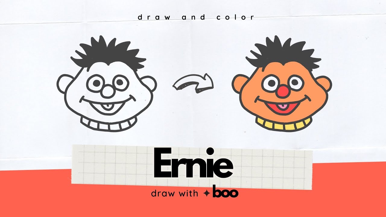 How to Draw and Color ERNIE 🧡 Seasam Street | Easy Drawing for Toddlers ...