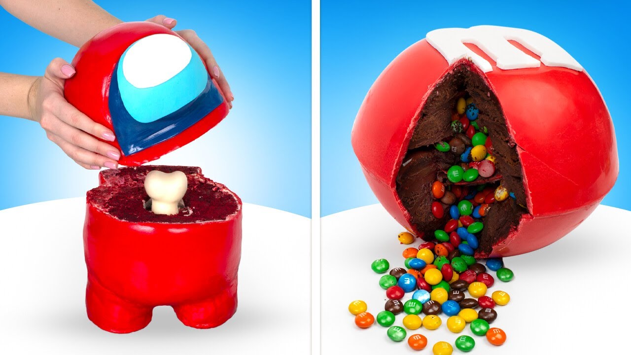 Among Us Cake And Giant Cake With Surprise - YouTube