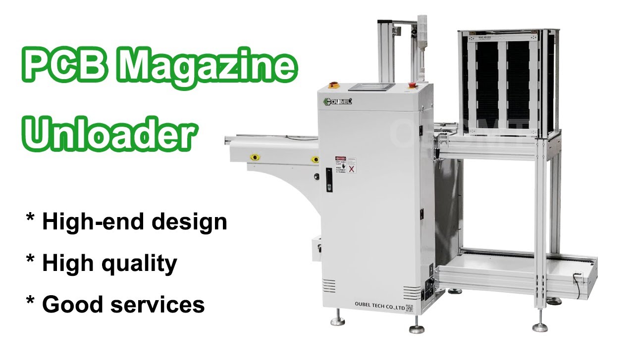 Automatic Single Rail PCB Magazine Unloader for SMT Assembly Line - YouTube