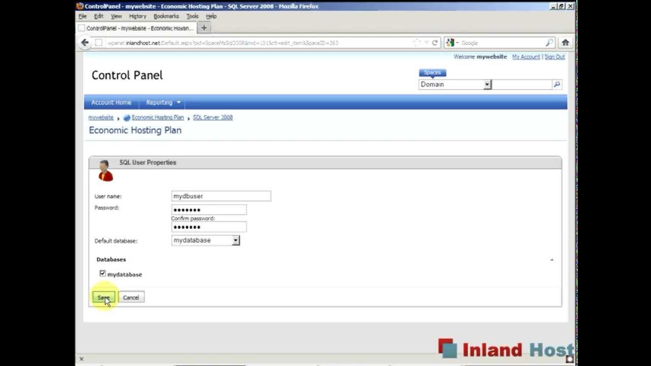 How To Create Mssql Database User Using Windows Hosting Contolpanel Youtube 0498