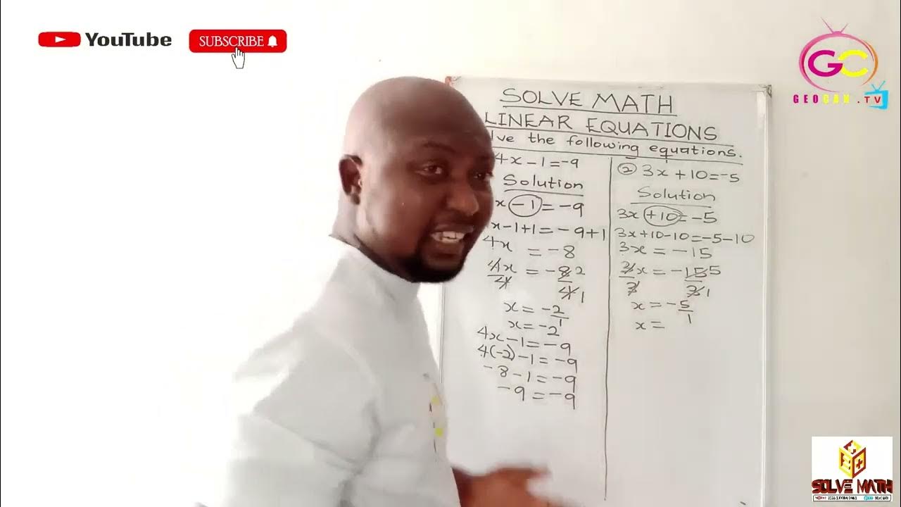 SOLVE MATH Topic : Linear Equations (Lesson 8 -Part 2) #geocan #math #LinearEquations #equations ...