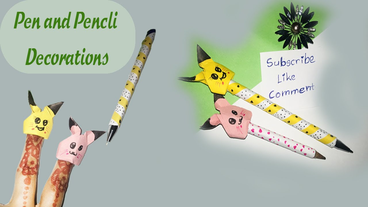 Pen and pencil decoration || origami pen || origami - YouTube