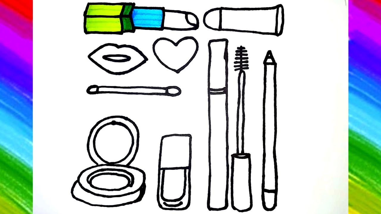 Makeup Set Drawing, Coloring Painting For kids,Toddlers ! Makeup Kit ...