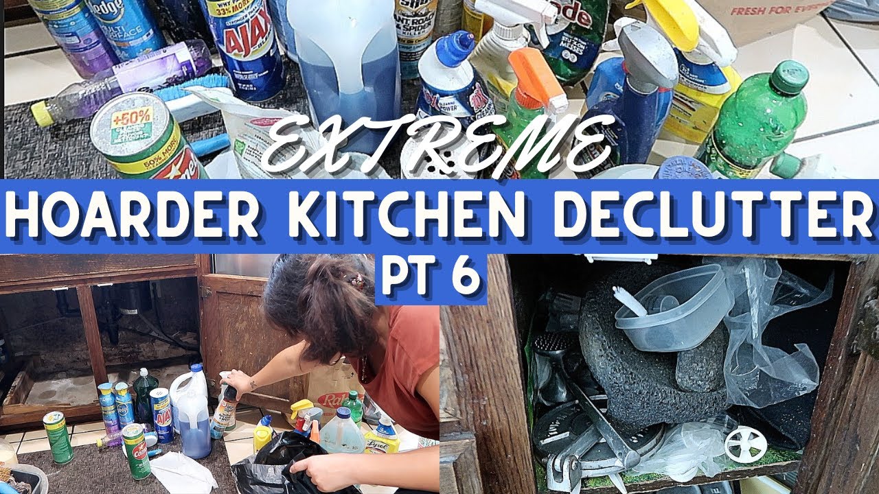 HOARDER KITCHEN DECLUTTER | Cabinet and Under Sink Mess! Pt 6 - YouTube