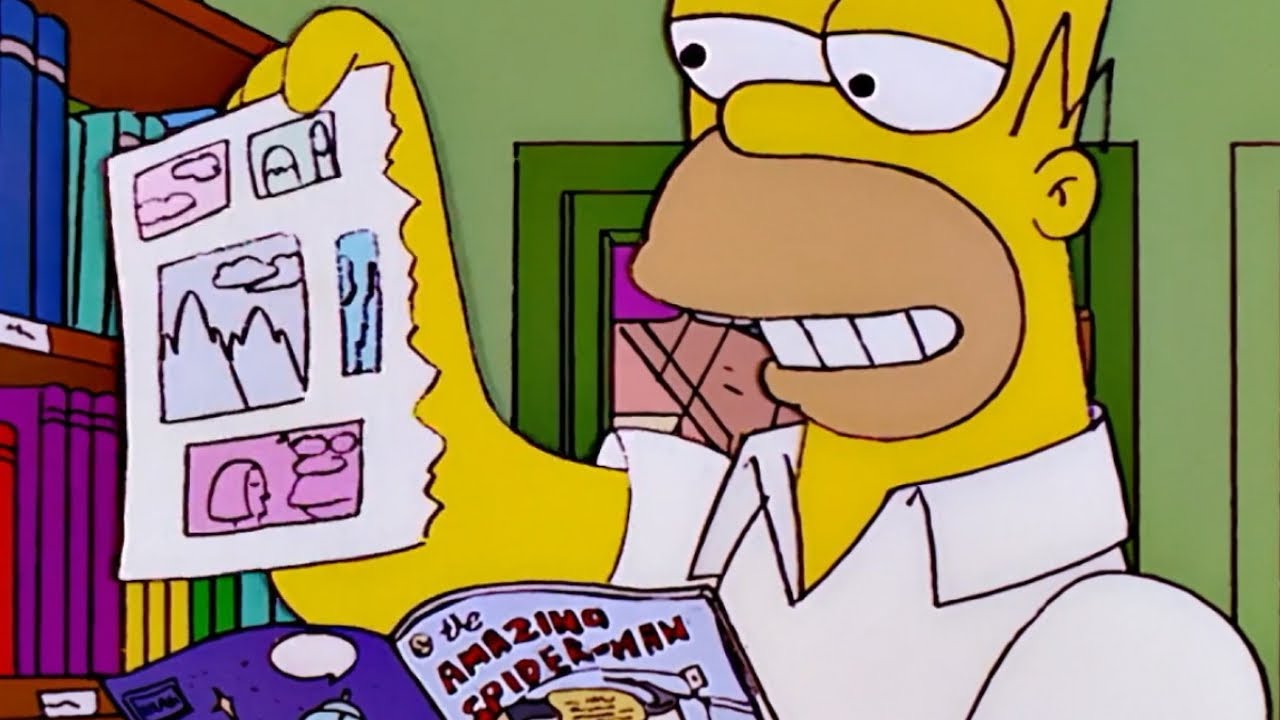Homer Simpson eats Spider-Man comic book | The Simpsons Easter egg ...